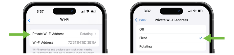 Mac Address Rotation Switching From Rotating To Fixed Datavalet